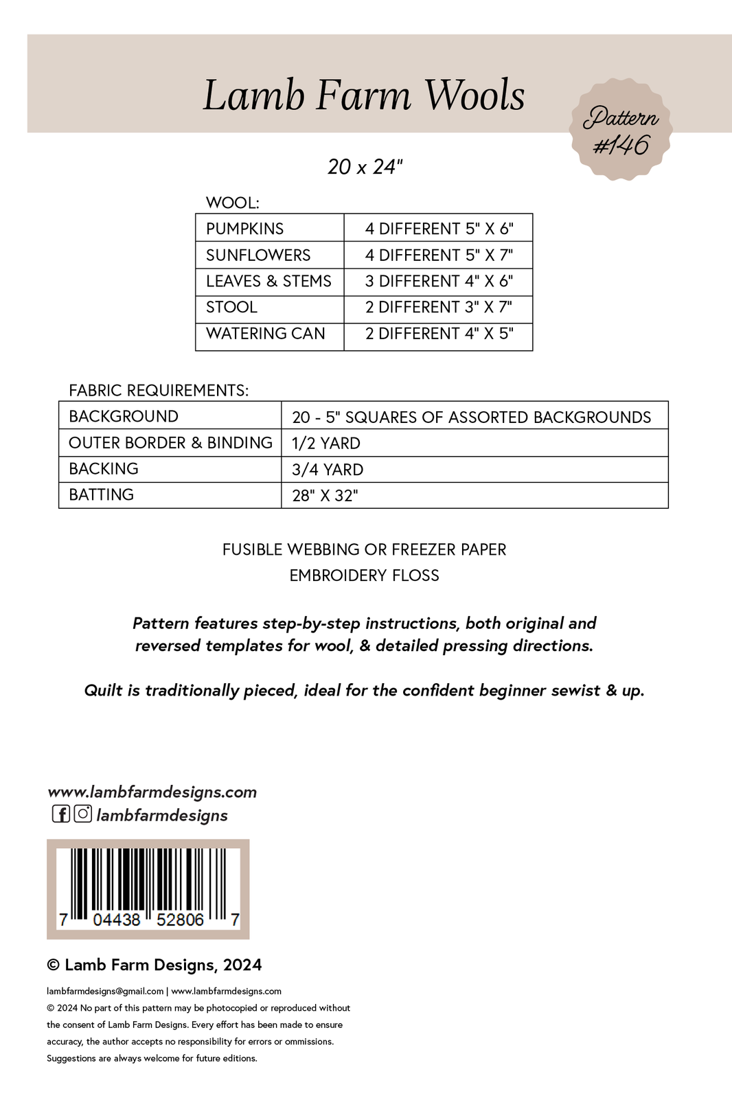 Wool Applique Patterns – Lamb Farm Designs