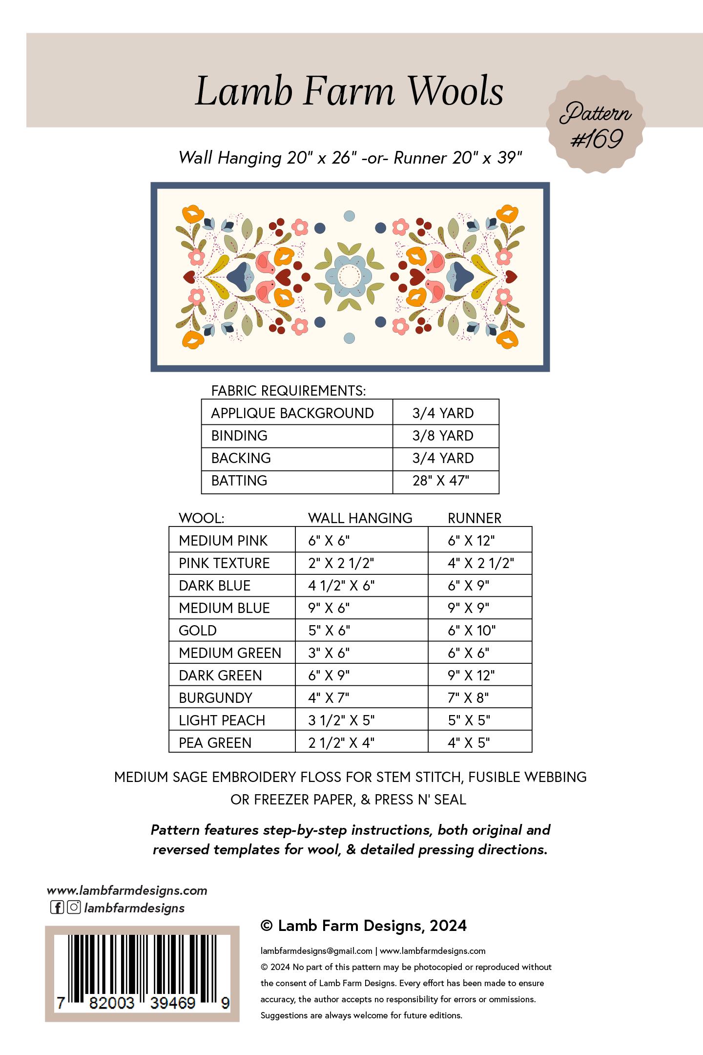Wool Floral Folk Applique Pattern – Lamb Farm Designs